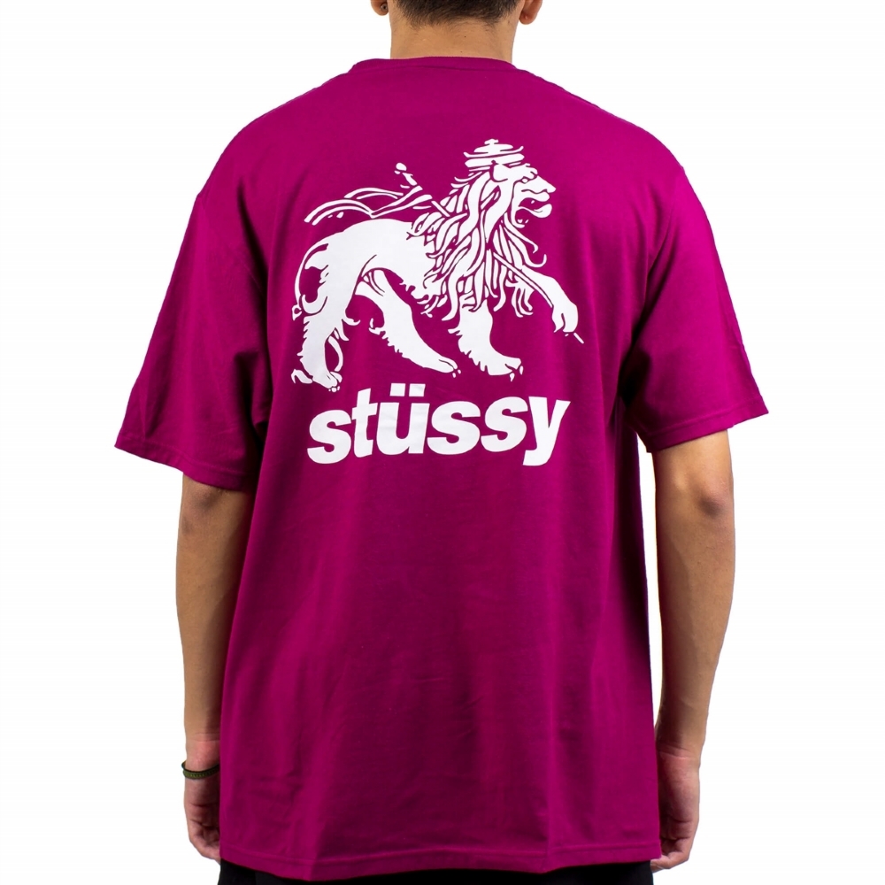 Camiseta Stussy Rasta Lion Vinho